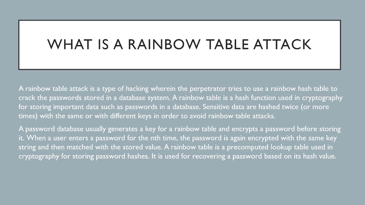 What is a Rainbow table - YouTube