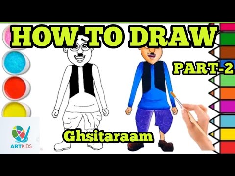how to draw ghsitaraam from Motu patlu (with color) - YouTube
