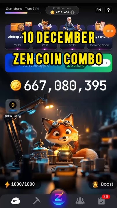 Zen coin daily combo cards 10 December | 10 December Zen coin Combo cards | Zen coin today's ...