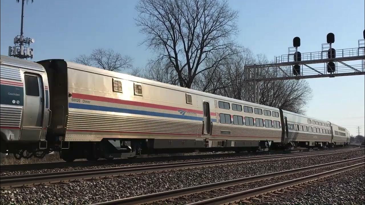 Midnight Blue P42DC #100 leads Amtrak Train #49 at Whiting, Indiana - YouTube
