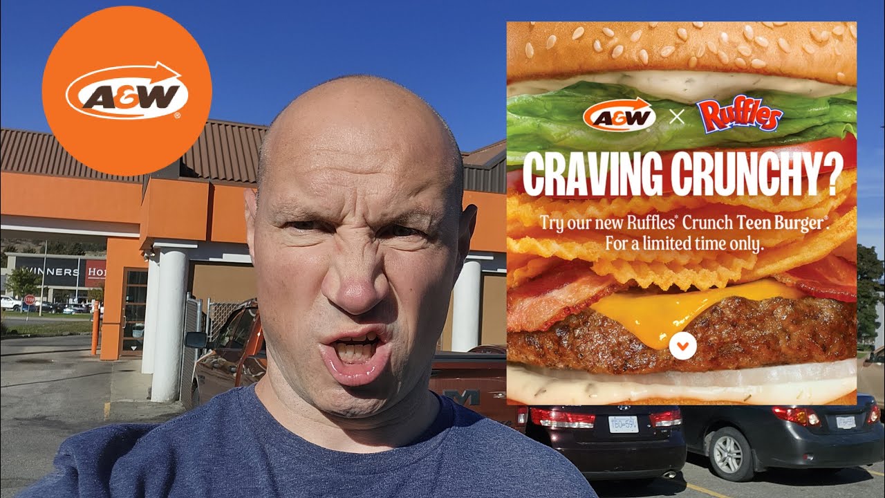 A&W's New Ruffles Crunch Teen Burger! - YouTube