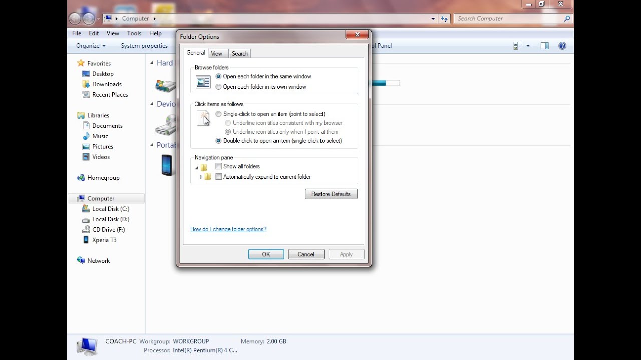 tools folder option - YouTube