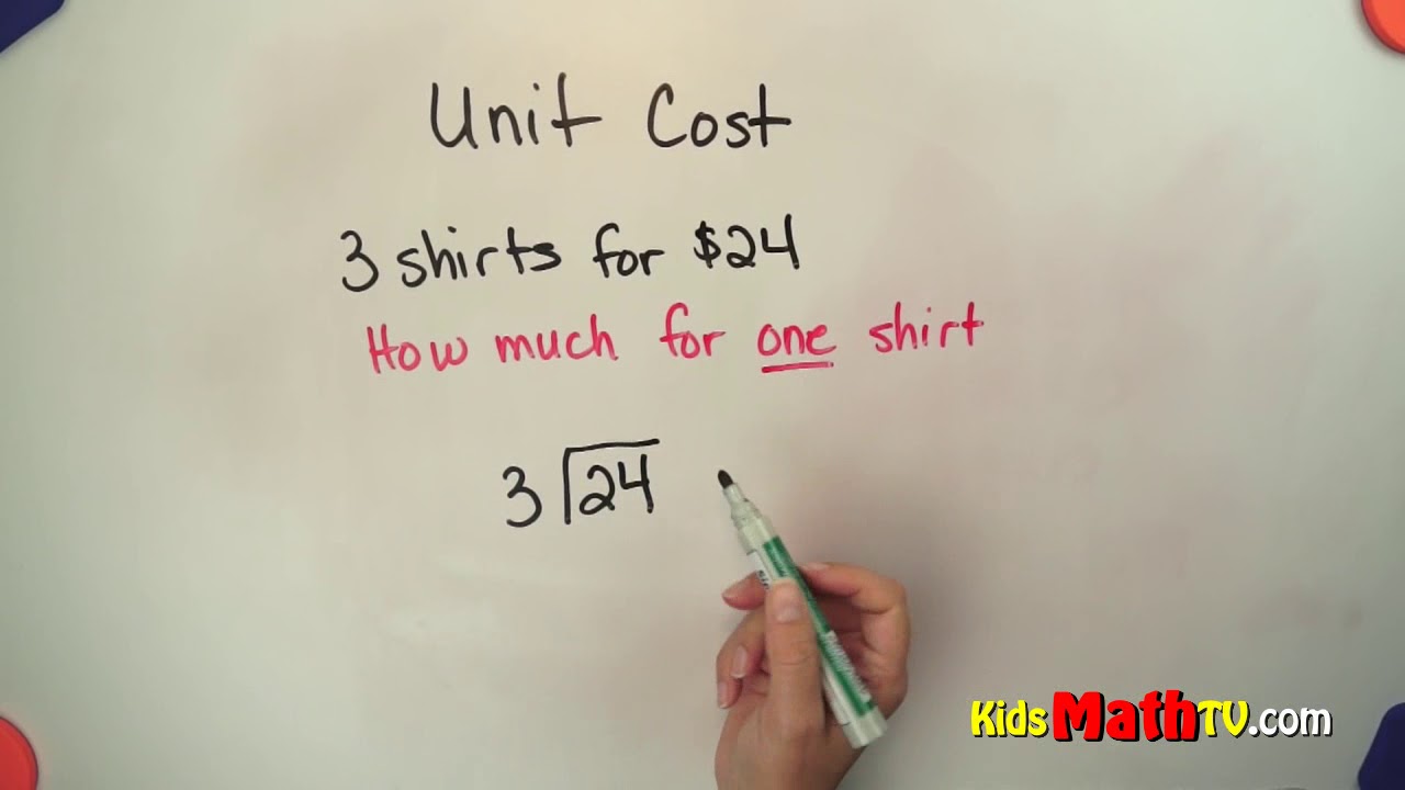 Teach students about unit cost of items video, 2nd to 6th grade - YouTube