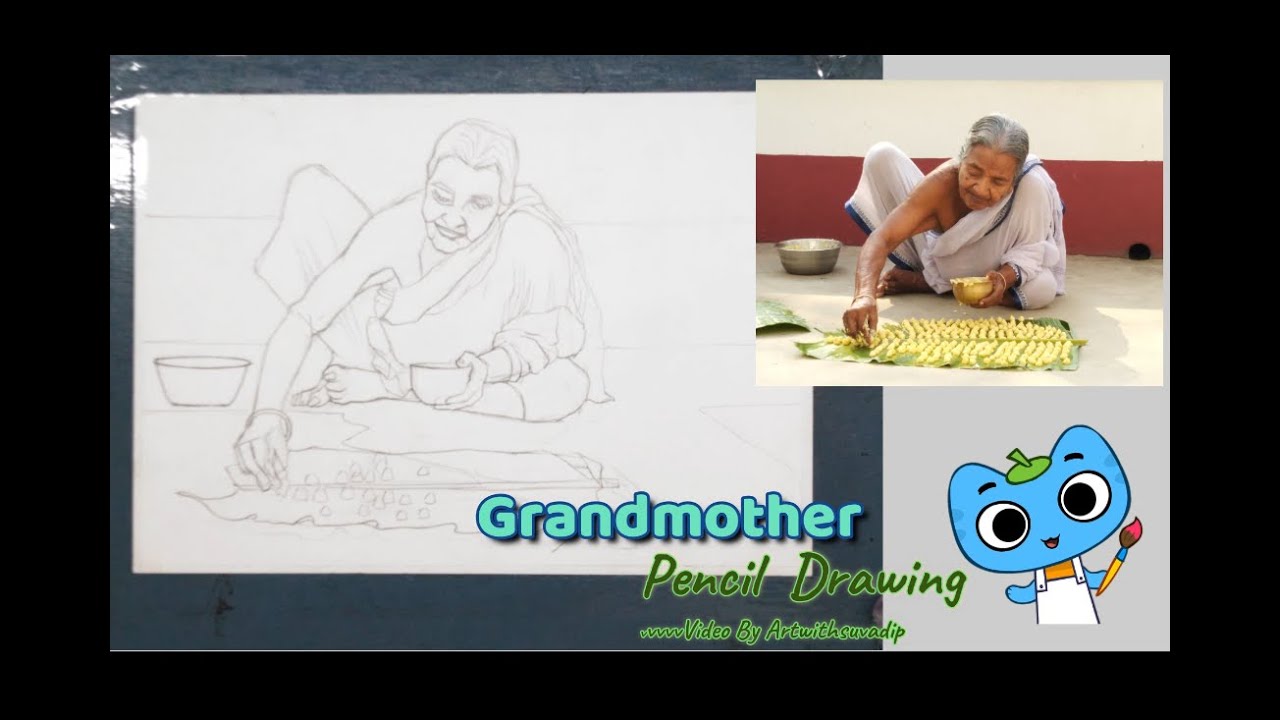 How To Draw A women/Grandmother/pencil drawing/artwithsuvadip - YouTube