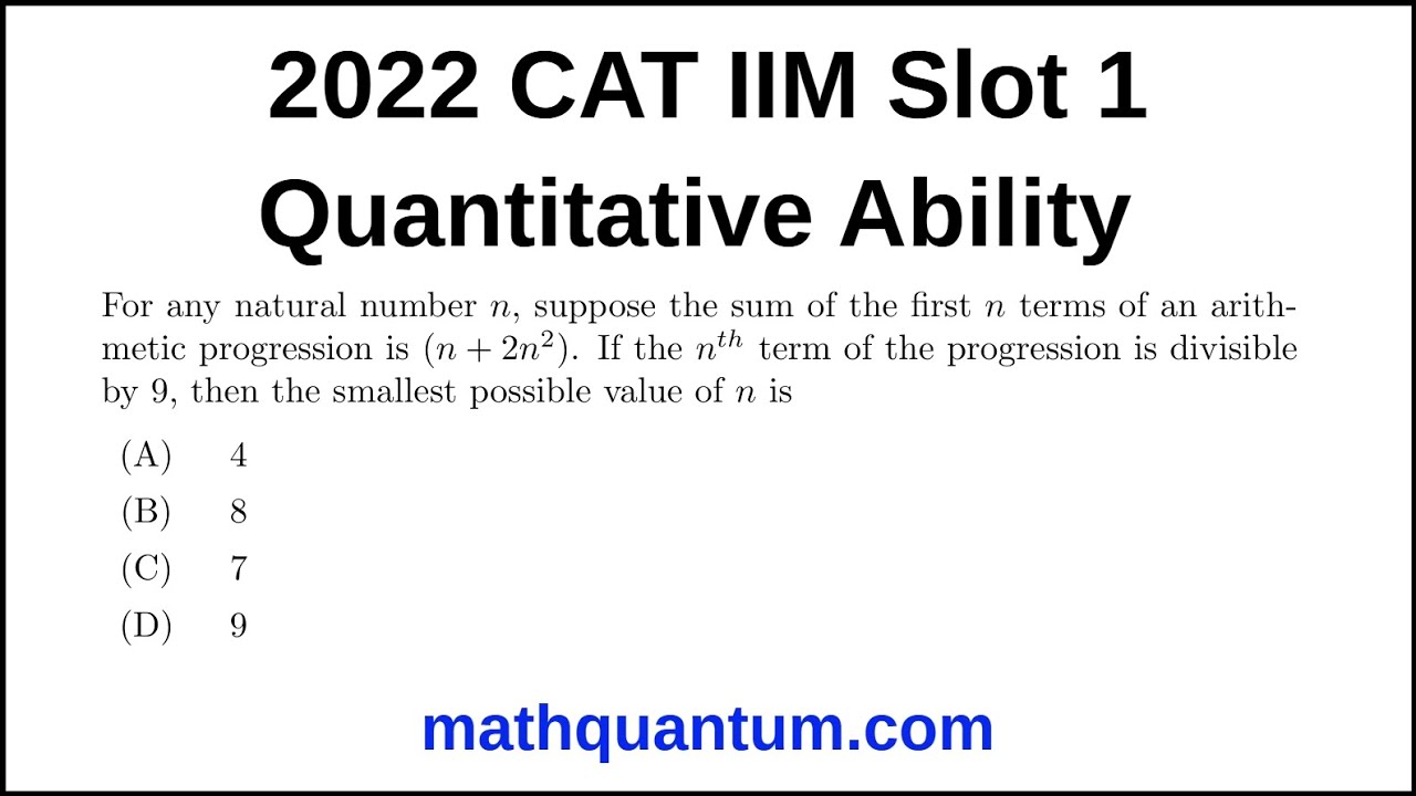 Question 18 2022 CAT IIM Quantitative Ability Slot 1 For any natural ...
