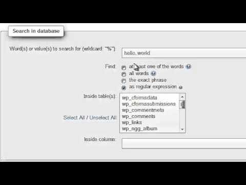 Searching through a MySQL database in phpMyAdmin - YouTube