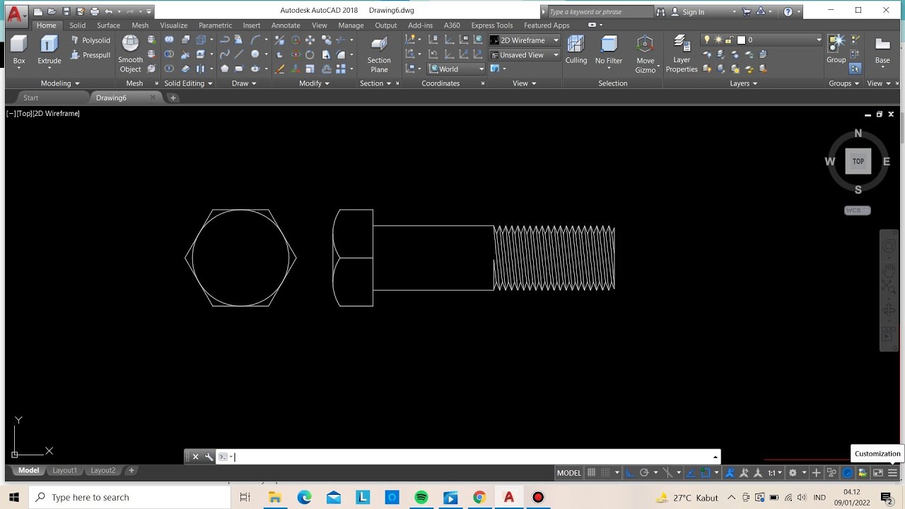 MEMBUAT BAUT 2D AUTOCAD 2018 - YouTube
