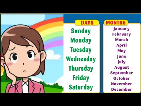 months of the year | days of the week | months and days name | Kidzone ...