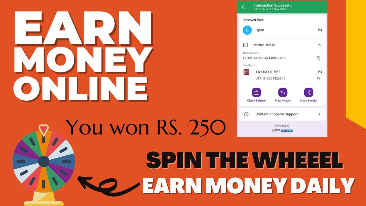 EK SPIN AND WHEEL 250 RS EARNING DAILY || NEW EARNING APP WITH PAYMENT ...
