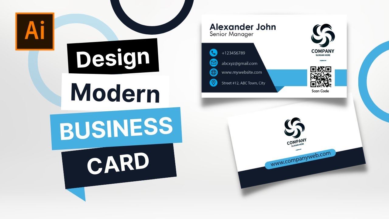 Creative Business Card Design || Adobe Illustrator || Q-Tube || Graphic ...