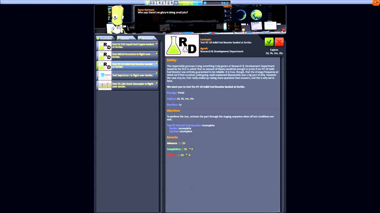 KerbalSpaceProgram Mission Info #015 - Test RT-10 Solid Fuel Booster ...