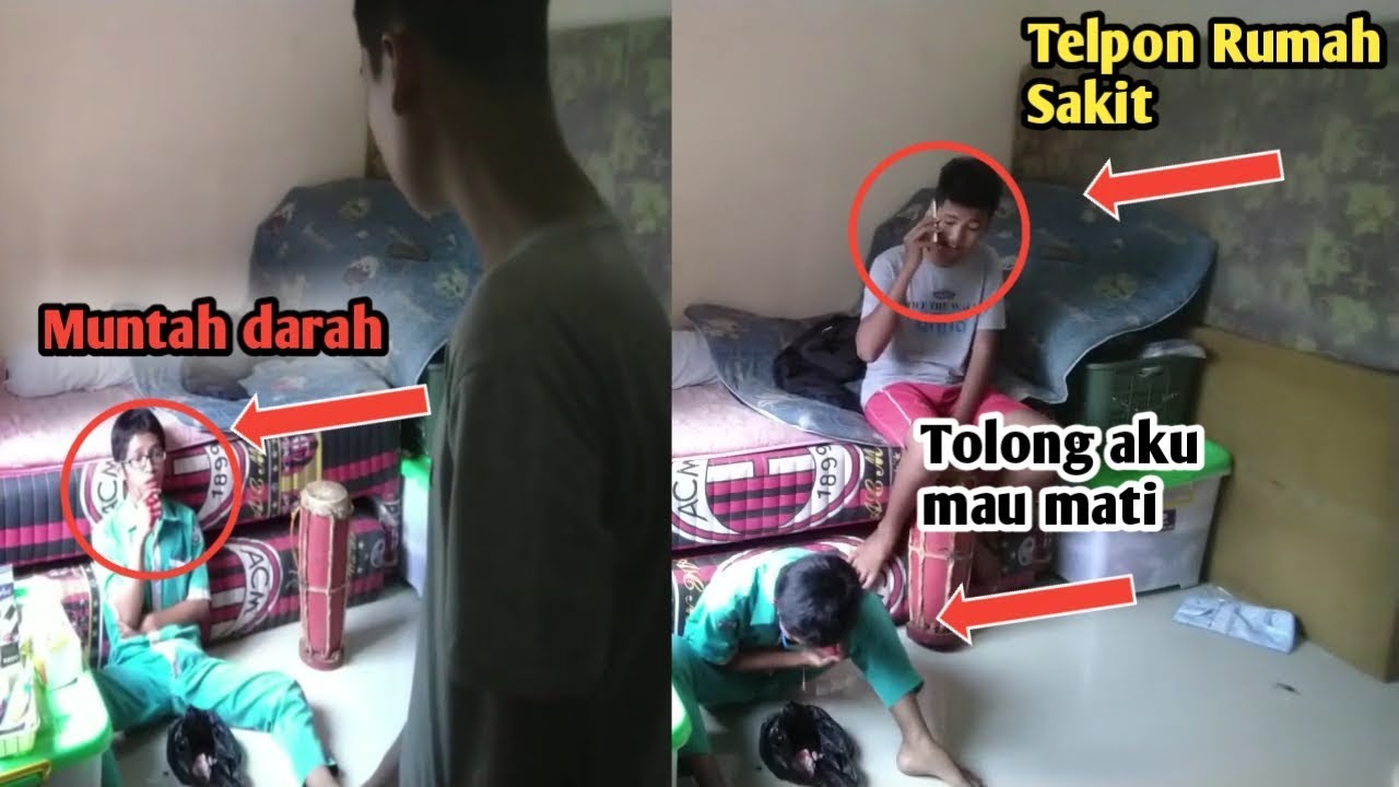PRANK MUNTAH DARAH KE SAUDARA SAMPE TELPON RUMAH SAKIT!! 100% AUTO ...