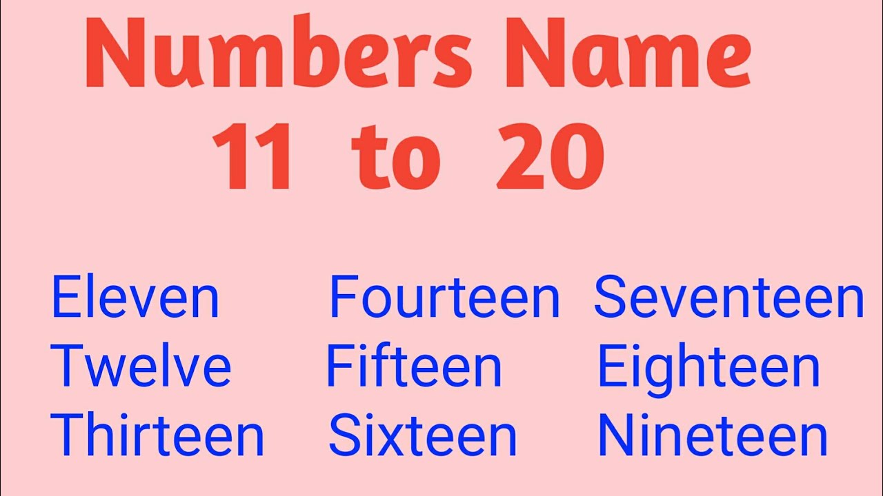 Numbers Name 11 to 20 / Numbers Spelling 11 to 20/ Numbers Name for ...