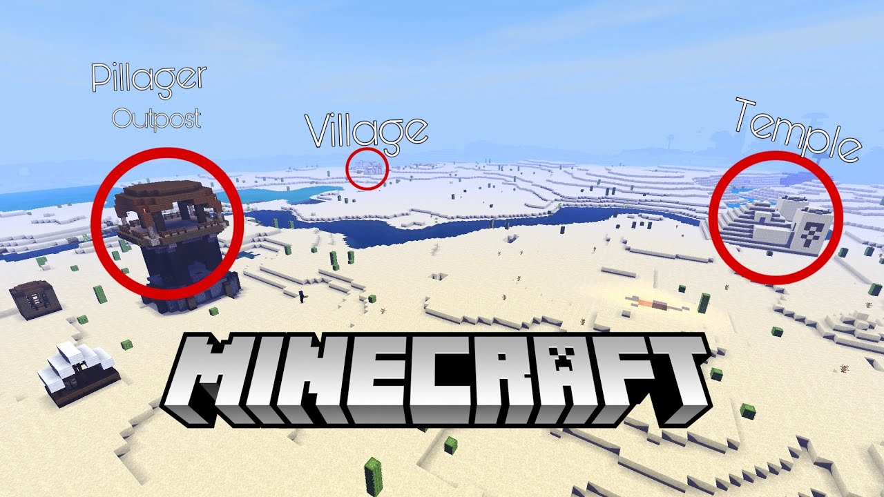 Pillager Outpost Near an Abandoned Village at Spawn-Minecraft Bedrock ...