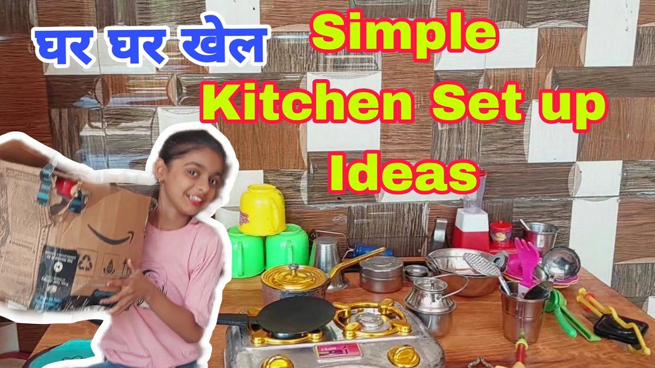 Kitchen Set Simple set up on Study table | cooking game / Ghar ghar ...