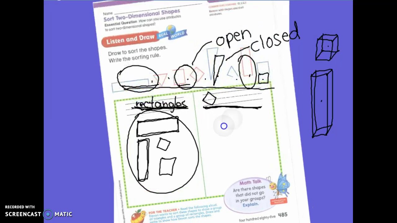 First Grade Math Lesson 12.1Sort 2D Shapes - YouTube