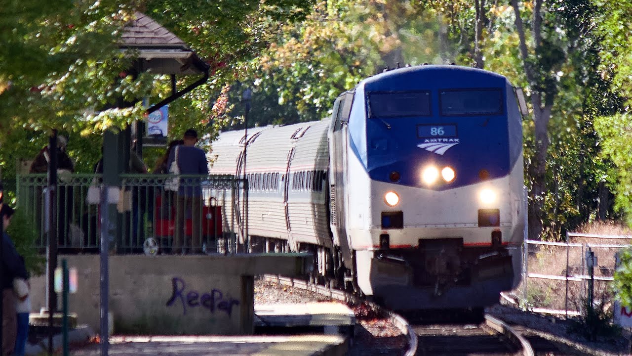 Amtrak Downeaster P42 86 leading out of Dover Station Dover NH 10/8 ...