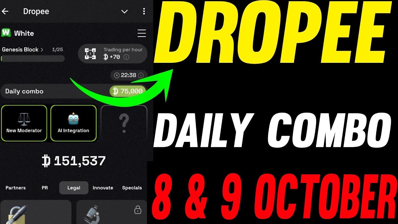Dropee Daily Combo 7 & 8 October| New Daily Combo Card 7 October|Daily ...