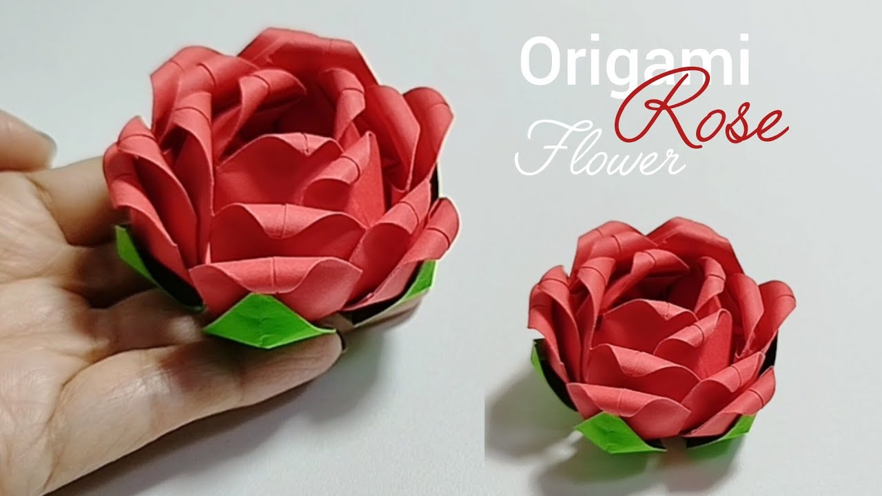 How To Make Paper Rose Flower | Easy Origami Rose | Rose Paper Flower ...