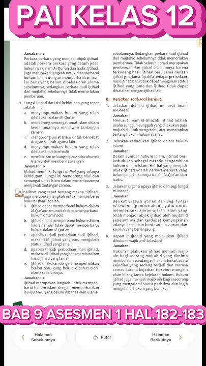 PAI KELAS 12 SEMESTER 2 BAB 9 ASESMEN 1 HAL. 182-183 PR INTAN - YouTube