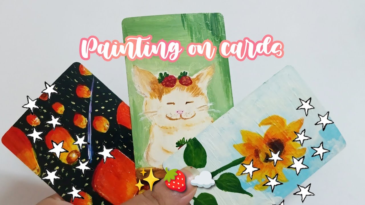 Painting on cards ☘️| timelapse 🍓☁️🌟 - YouTube