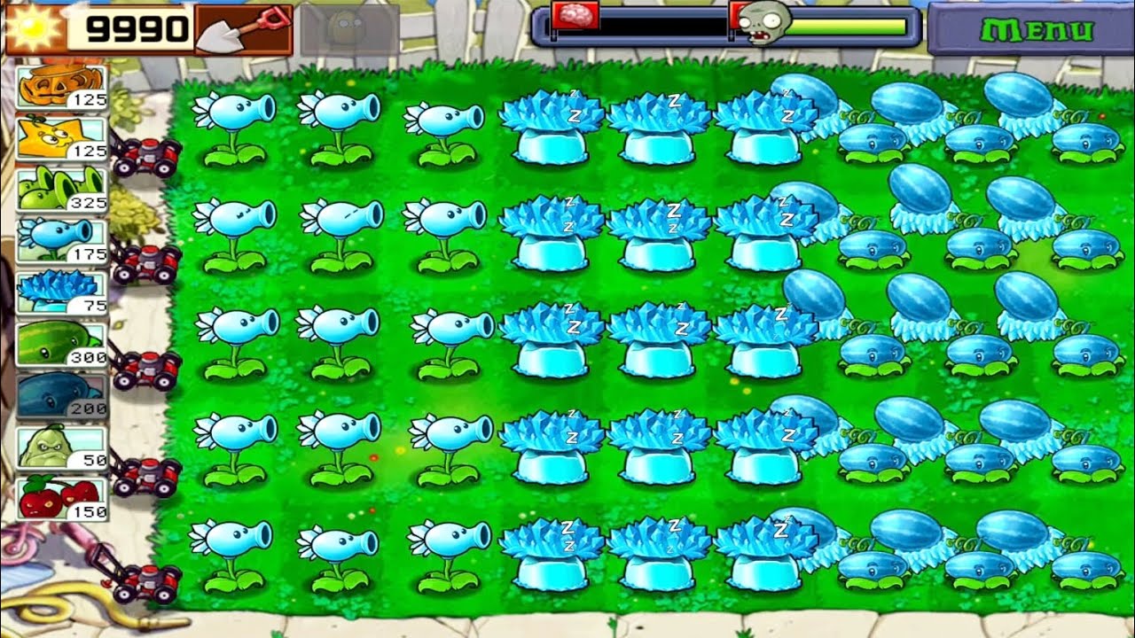 PVZ MOD ADVENTURE || BLUE PLANTS ONLY || DAY LEVEL 3/4 IN 10:11 MINUTES ...