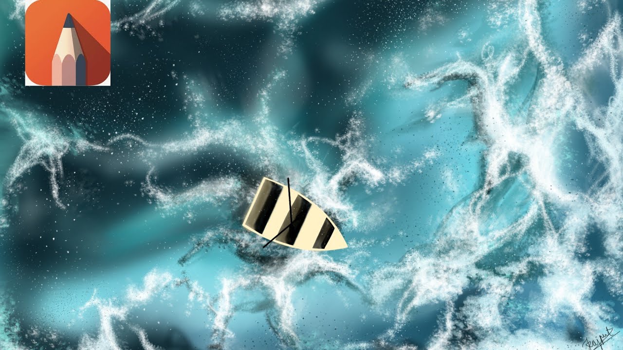 Learn how to make ocean painting on Adobe Sketchbook l digital painting ...