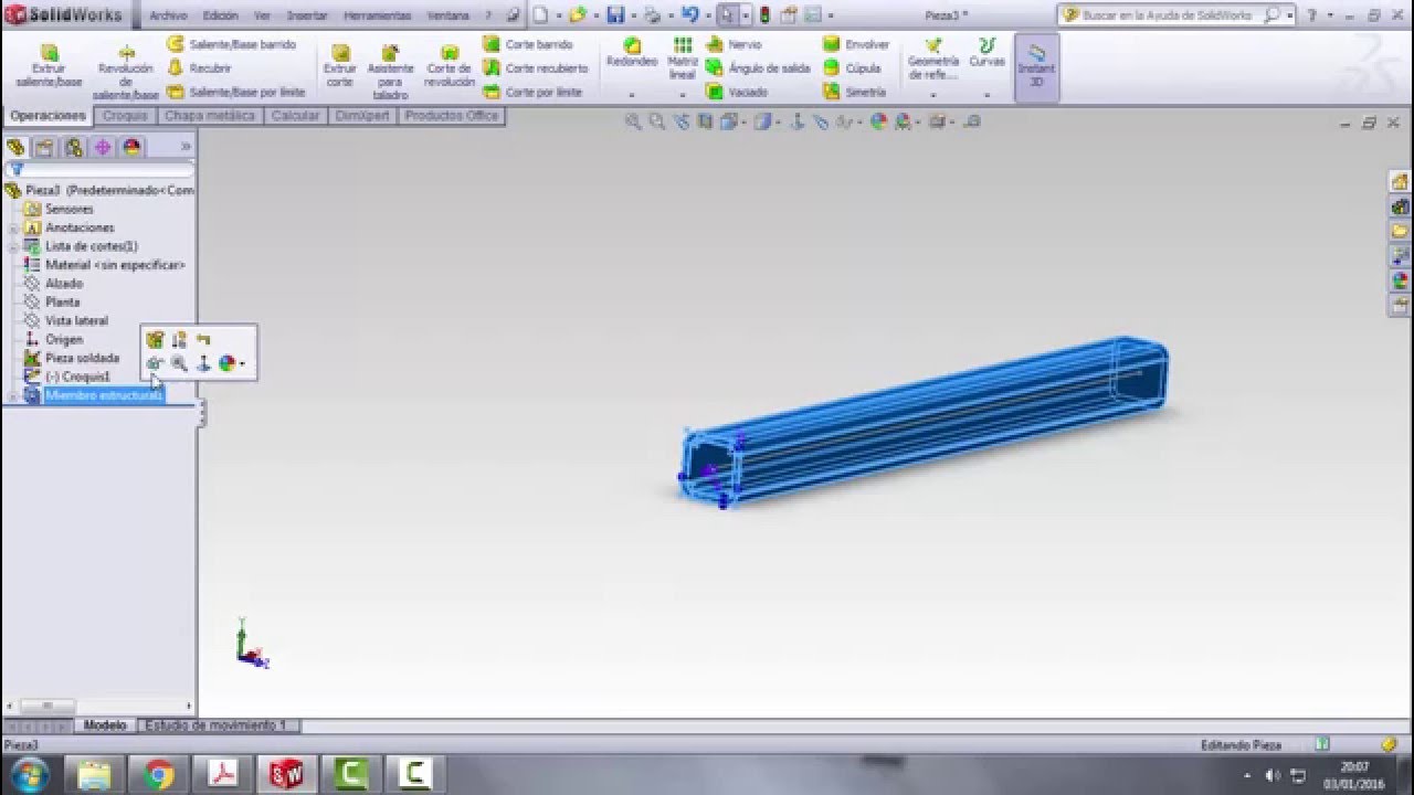 Perfil estructural (weldment profile) SolidWorks 1/3 - YouTube