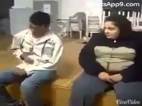 skinny boy and fat girl fart fight..... comedy