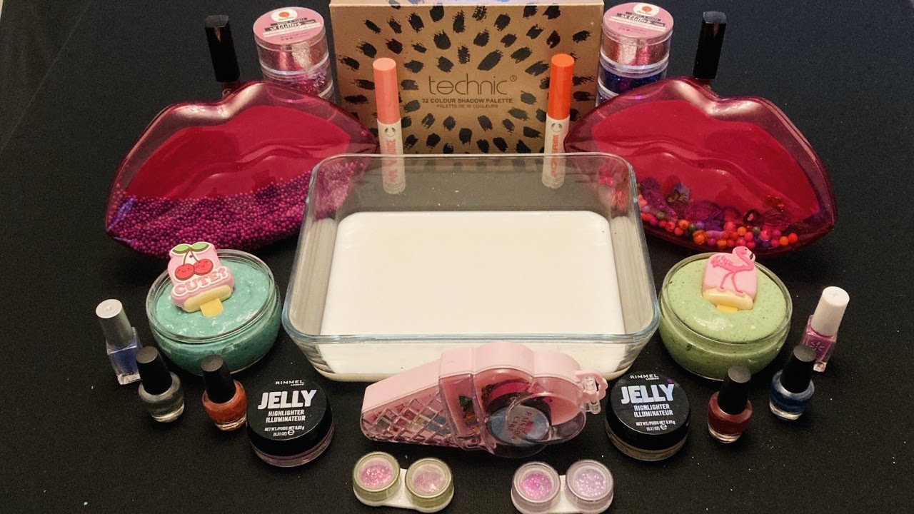 Mixing Eyeshadow, Makeup into slime Satisfying Slime Video! #slimevideo ...