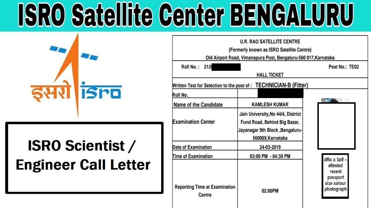 www.isro.gov.in 2020 Admit Card, ISRO Scientist Engineer Call Letter ...