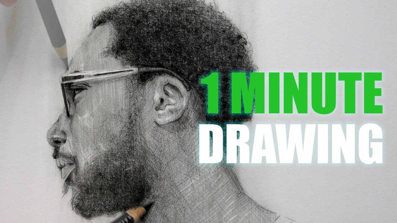 Very EASY portrait drawing: time lapse (1 MINUTE) - YouTube