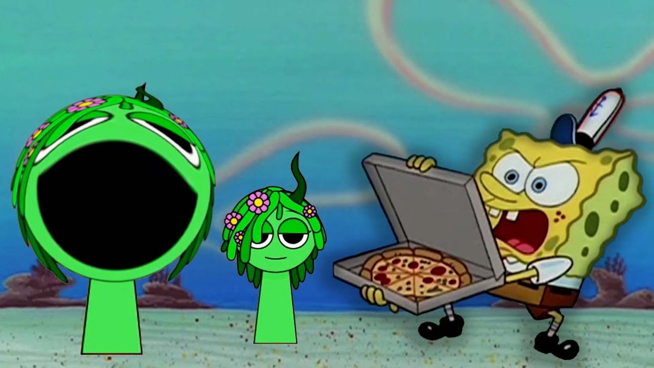 Pop Green (Vineria) Sprunki trying to get pizza from Spongebob - YouTube