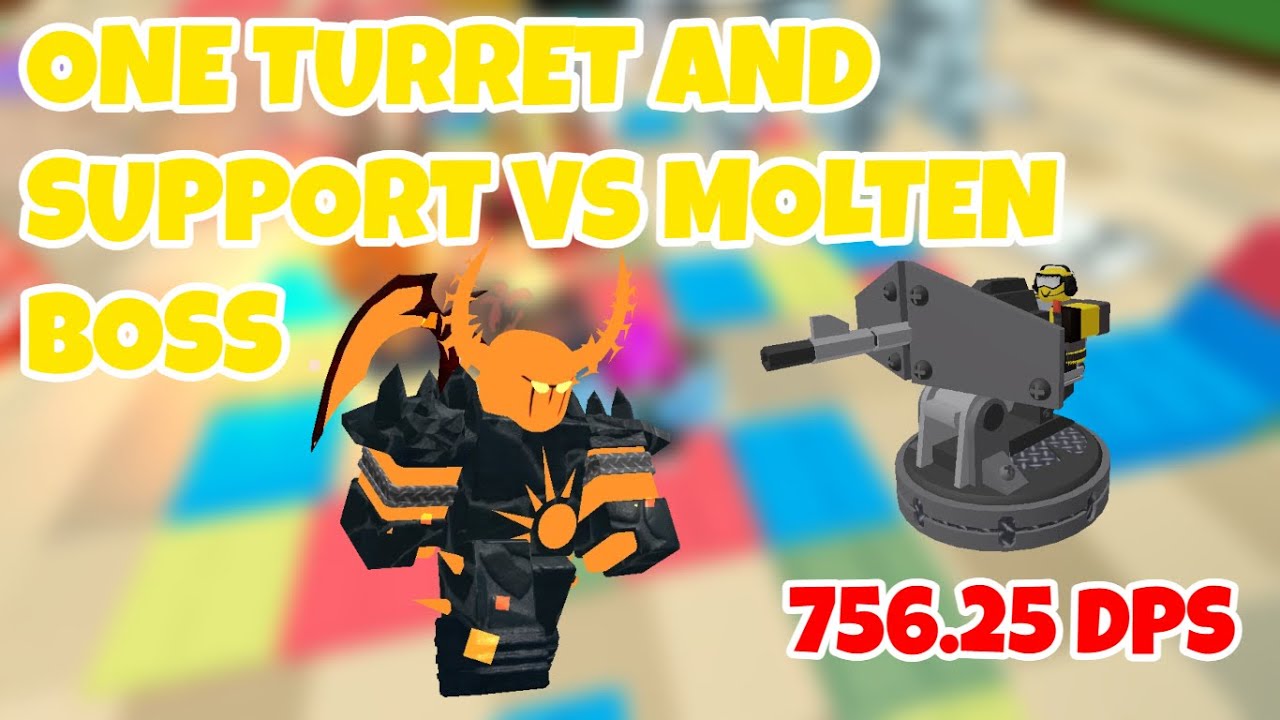 ONE TURRET AND SUPPORT VS MOLTEN BOSS| ROBLOX Tower Defense Simulator ...