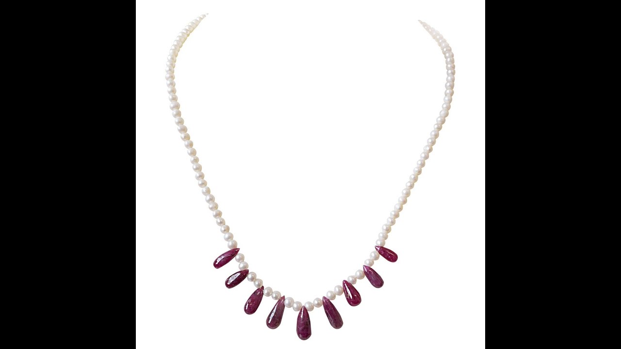 Radiant Elegance Unveiled: 9-Piece Red Pearl & Ruby Drop Necklace Set ...