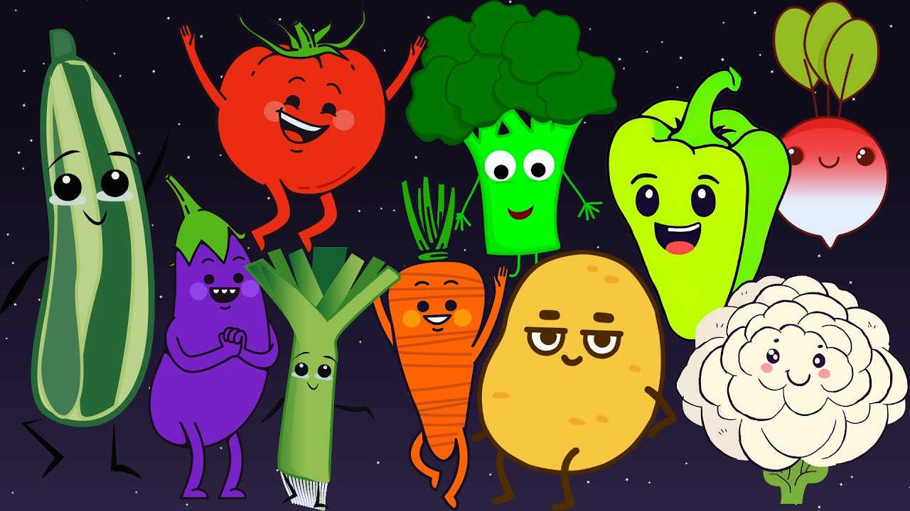 Ten Little Vegetables Jumping on the Bed | Vegetables Counting Song ...