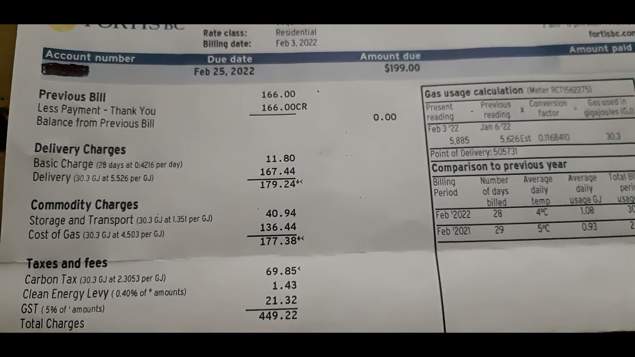 Trudeau and FortisBC =Out of touch with reality. Residential gas bill ...