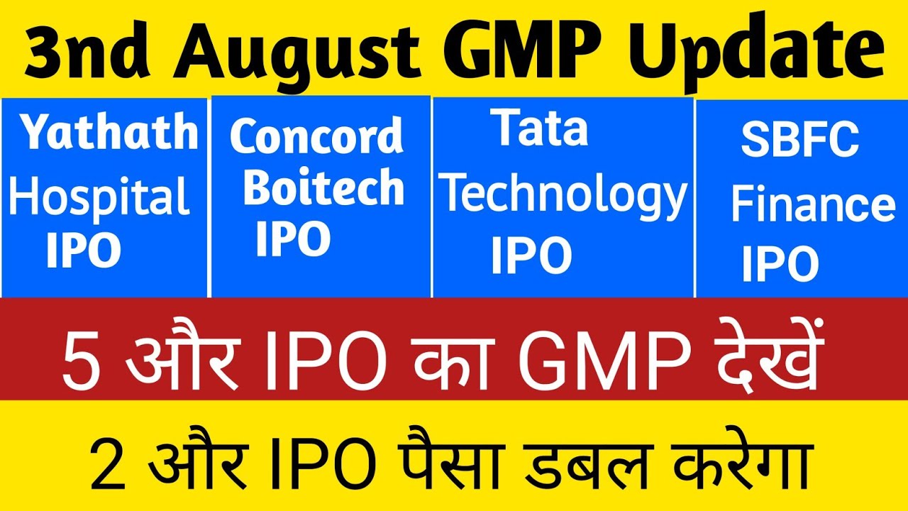 SBFC IPO | Concord Biotech IPO | Yatharth Hospital IPO | Tata IPO GMP ...