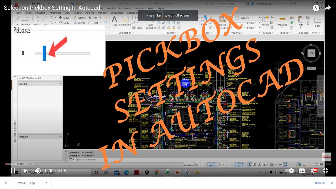 Selection Pickbox Setting In Autocad - YouTube