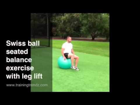 Swiss Ball Seated Balance Exercise With Leg Lift - YouTube