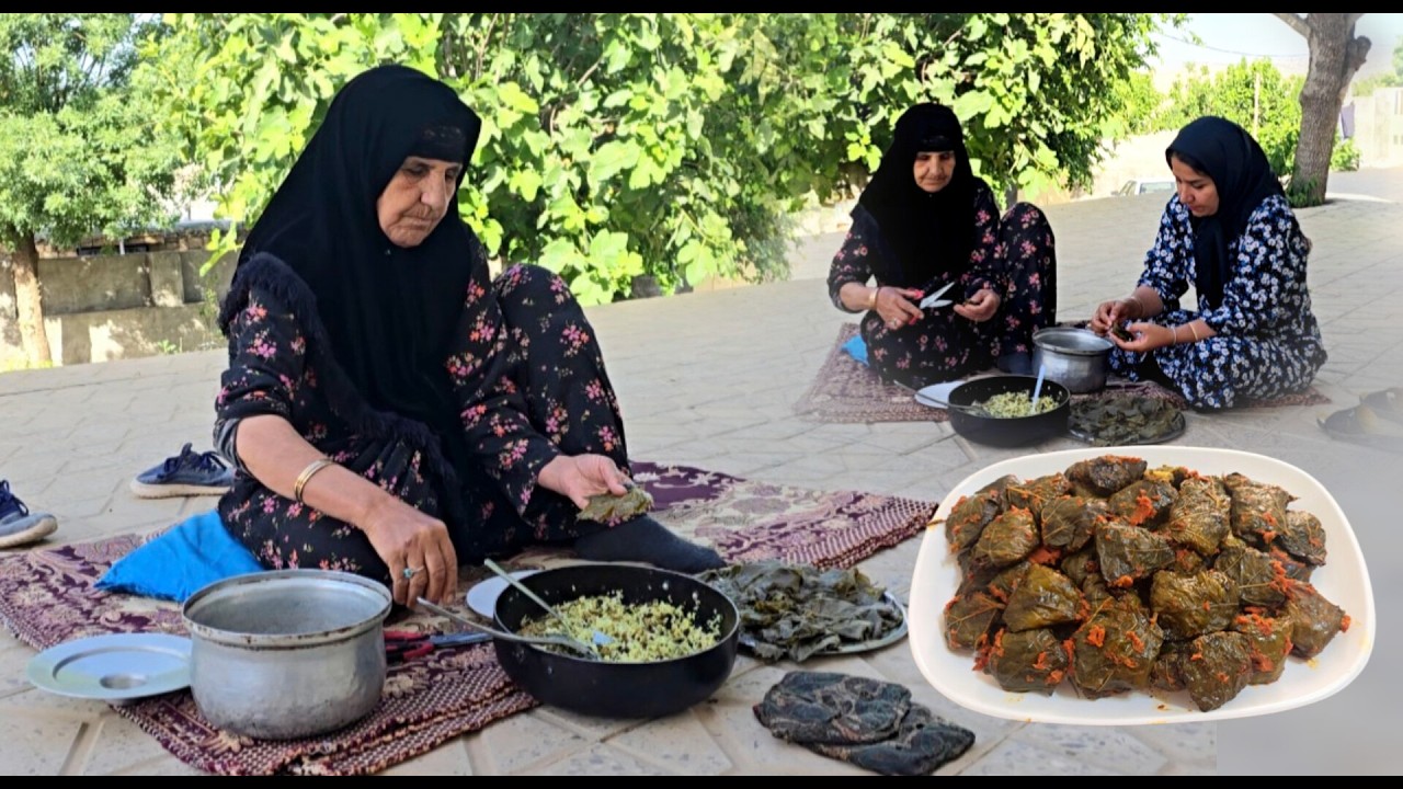 VILLAGE LIFE IN IRAN: Dolma recipe: Cooking traditional stuffed grape ...