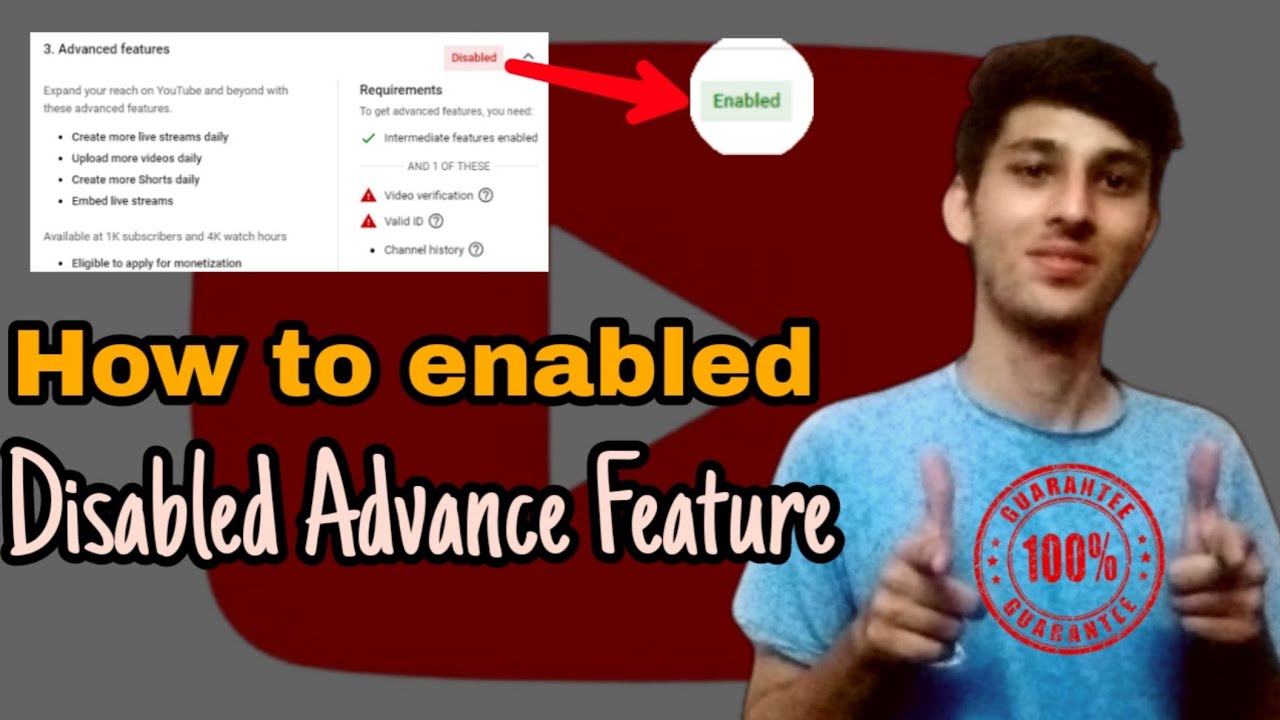 How to disable advance feature to enable. - YouTube