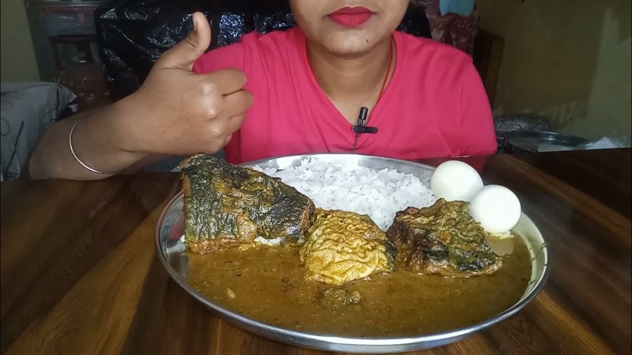 |49|Spicy Fish Curry With Rice,Boiled Egg||Eating Show - YouTube