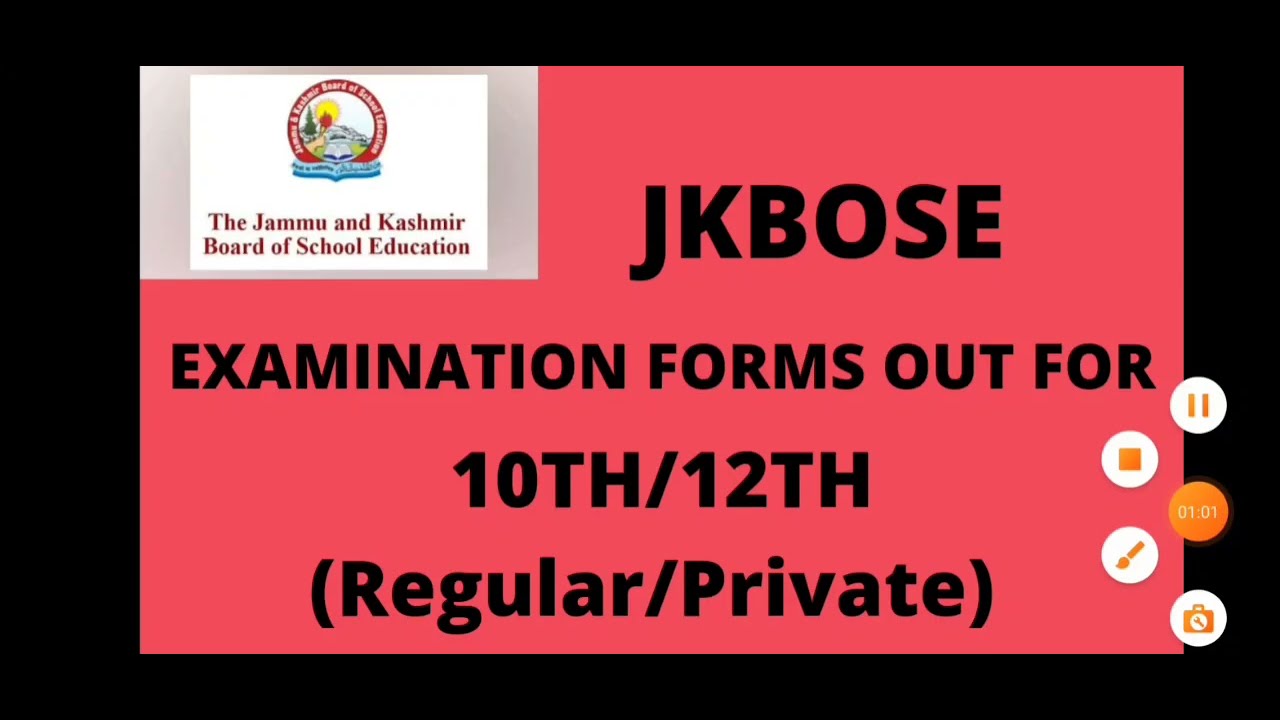 jkbose Examination forms out for 10th/12th (Regular/Private) - YouTube
