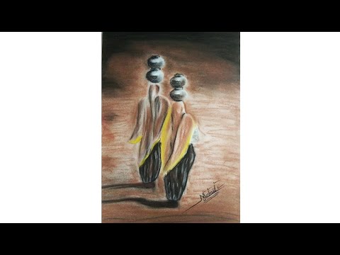 How to draw panihari with Dry pastel colour. - YouTube