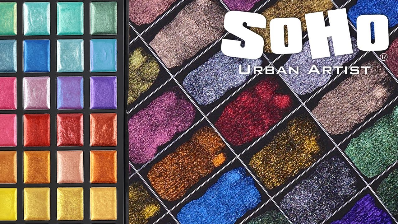 Unbox and Swatch - SoHo Artists' Metallic Watercolor Set of 48 - YouTube