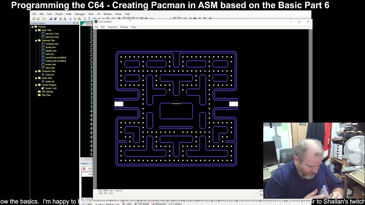 C64 Programming Pacman Part 6 - Rewriting Collision Detect and Pac Movement - YouTube