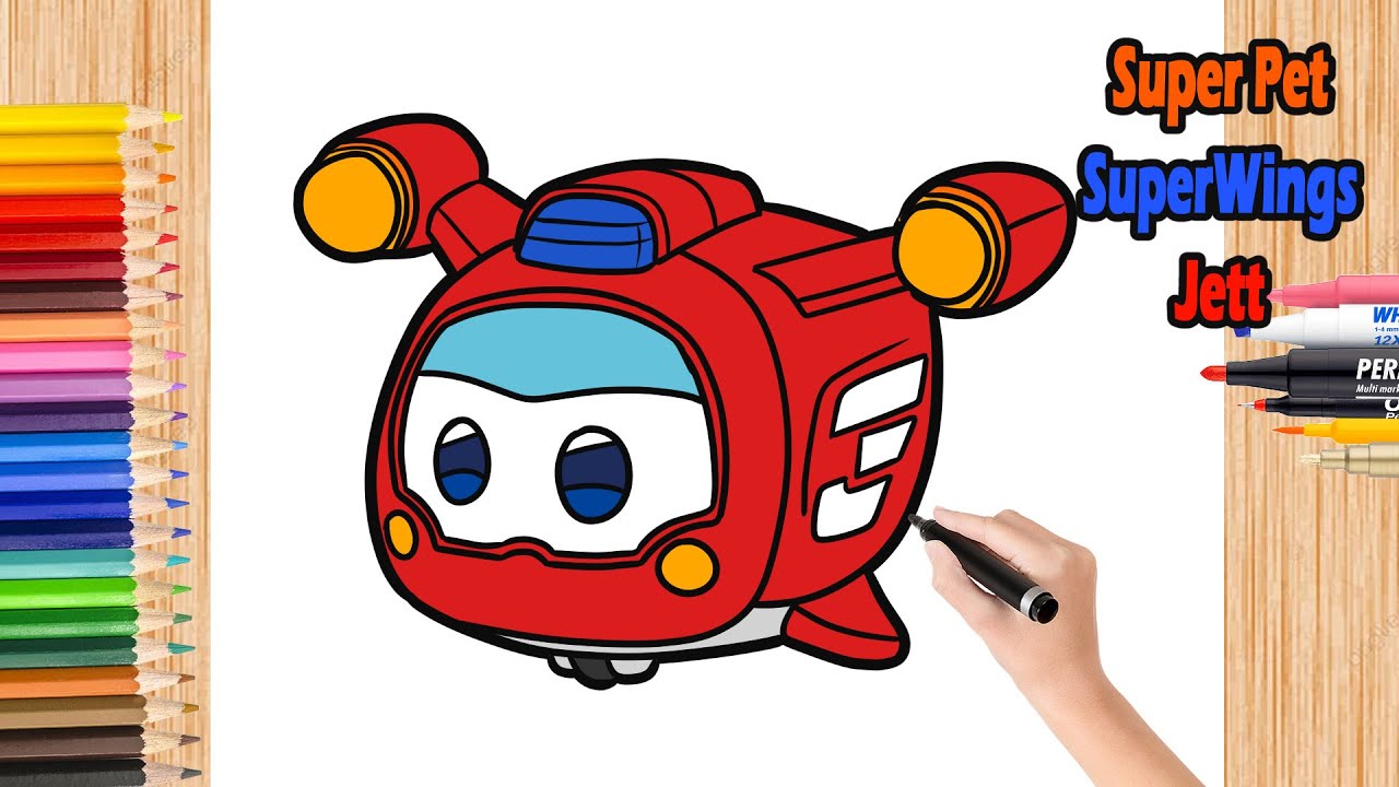 Super Wings Super Pet Jett Drawing | How to Draw Super Pet Jett Super ...