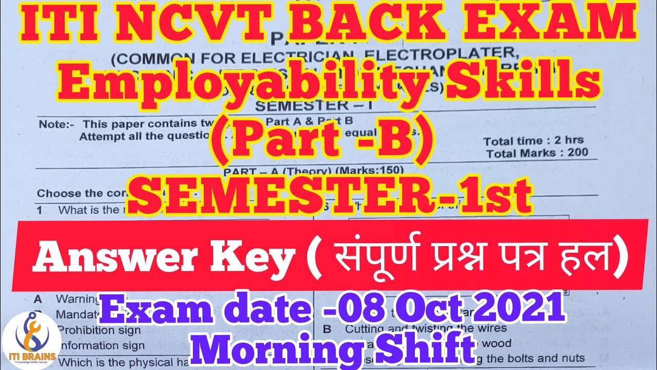 ITI 1st semester Employability Skills paper Answer Key ,8 Oct 2021,iti ...