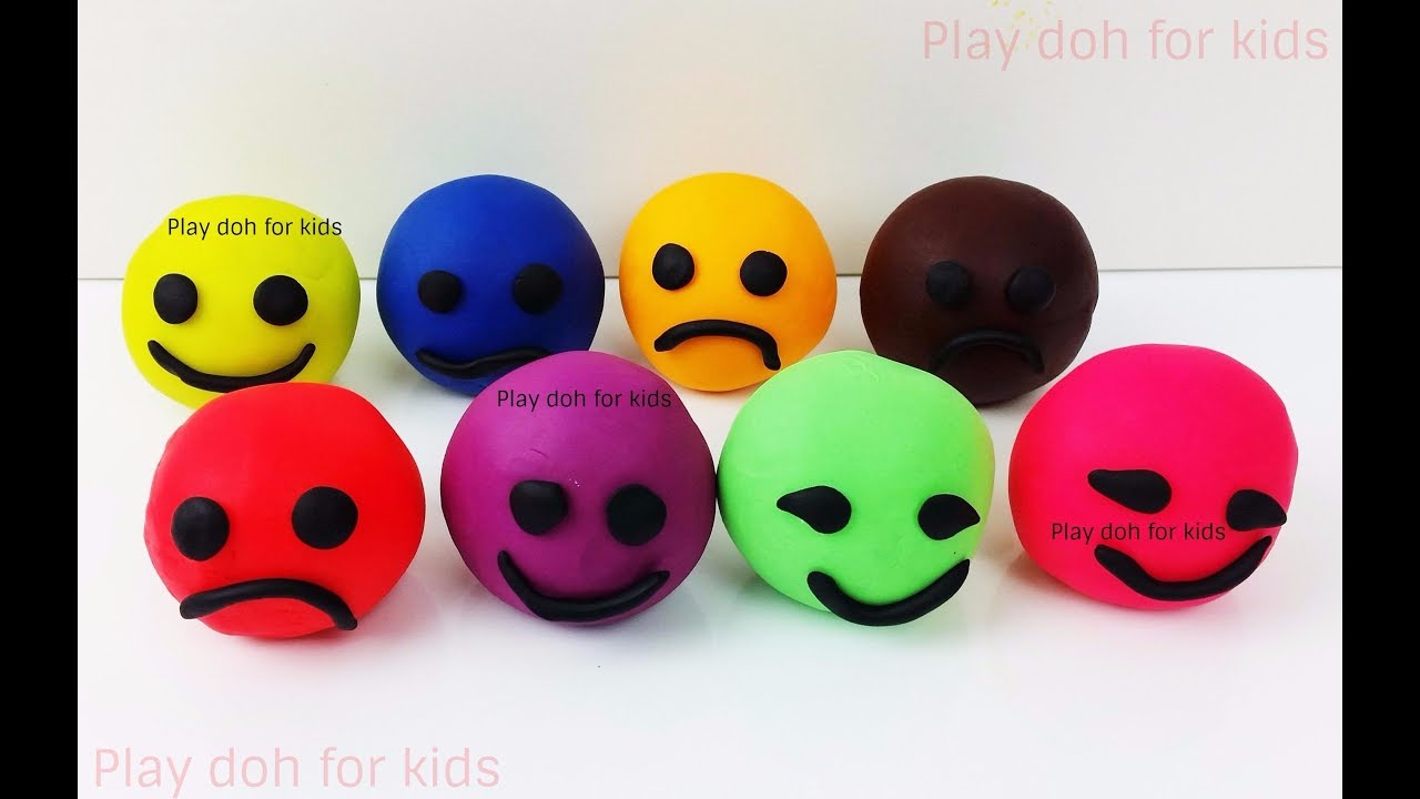 Learn Colors Play Doh Happy Laughing Smiley Face Animals Molds Fun ...